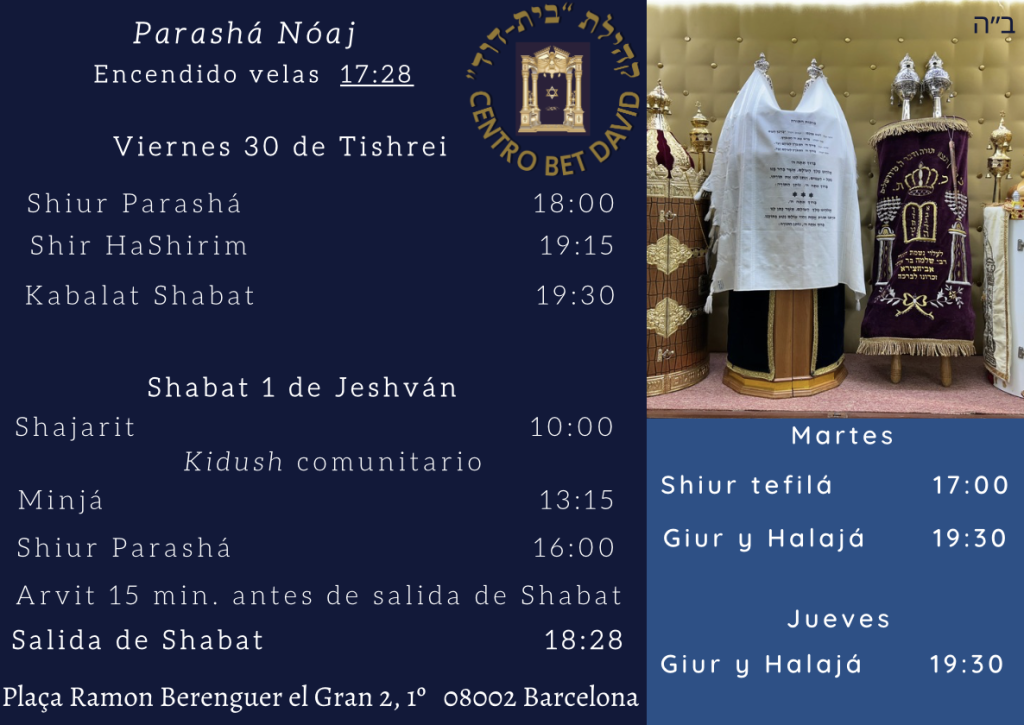 Horarios de Shabat Nóaj - Centro Bet David